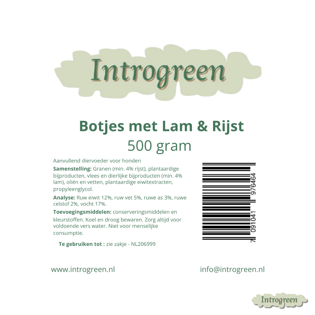 Botjes met Lam & Rijst 500g – Zachte Hondensnacks | IntroGreen